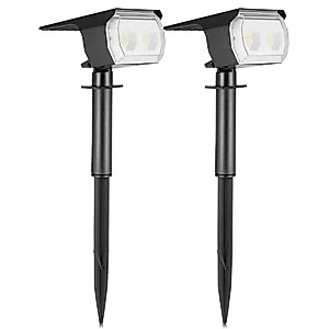 Sararoom 2Pcs Solar Spotlight Outdoor, 48 LEDs 1000LM 6500K Daylight White IP65 Waterproof Solar Landscape Spot Light, 3 Brightness Adjustable, Dusk to Dawn Solar Garden Light for Yard,Patio