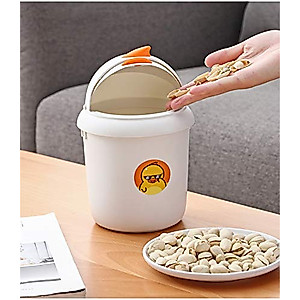 ESD HSDMYSH Countertop Trash Can Desktop Trash Can TabletopTrash Can Mini Garbage cans Cute Trash can for Bedroom Living Room Bathroom Small Wastebasket with Lid(White))