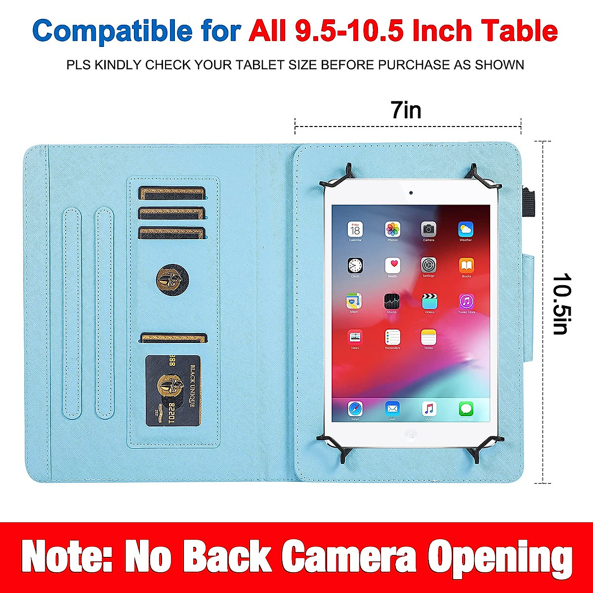 JZCreater 10 Inch Tablet Case, Universal 10 10.1 Inch Android Tablet Cover, Multi-Angle Viewing Stand Case for 9.5-10.5 Inch Tablet, Green Marble