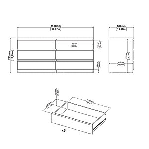 Home Square 3PC Set Engineered Wood with 2 Nightstands and 1 Double Dresser in White Gloss