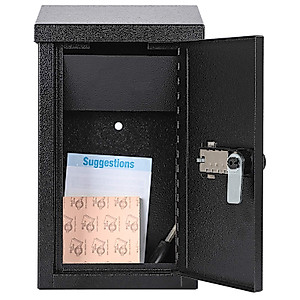 xydled Wall-Mounted Key Drop Box with Combination Lock, Metal Mailbox, Indoor&Outdoor Storage Box, Hanging Secured Postbox, for Home & Business Use, 5.5X 3.0X 9.8 inch, Black
