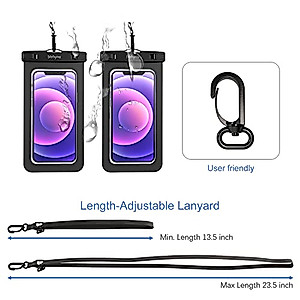 bitrhyme Waterproof Phone Case 2 Packs IPX8 Universal Waterproof Phone Pouch Underwater Phone Bag for Beach Swimming Kayaking up to 7 Inches (Black/Black)