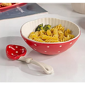 RESVUGA Cute Mushroom Mug With Lid, Handmade Glaze Mushroom 5.8'' Salad Bowls