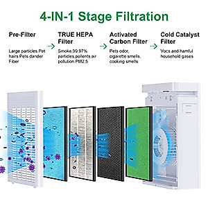 Air Purifiers for Home Large Room up to 1615 ft² with H13 True HEPA Filter, WiFi Voice Control, PM2.5 Monitor, Air Purify Filter Cleaner for Pets Smoke Dust (AF1)