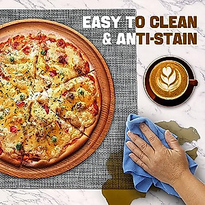 Placemats Set of 7 Dining Table Place Mats Gray - PVC Modern Table Mat Placemats No Slip, Placemat for Kitchen Dinner Coffee Outdoor