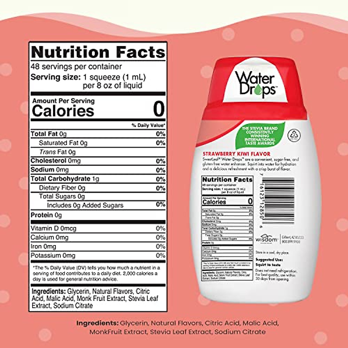 SweetLeaf Water Drops - Strawberry Kiwi Water Enhancer, Sugar Free Sweet Leaf Stevia Water Flavoring Drops, 1.62 Oz Ea (Pack of 2)