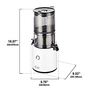 Omega Juicer JC2022WHT11 Slow Masticating Cold Press Vegetable and Fruit Juice Extractor Effortless Series for Batch Juicing with Extra Large Hopper for No-Prep, 68-Ounce Capacity, 150-Watts, White