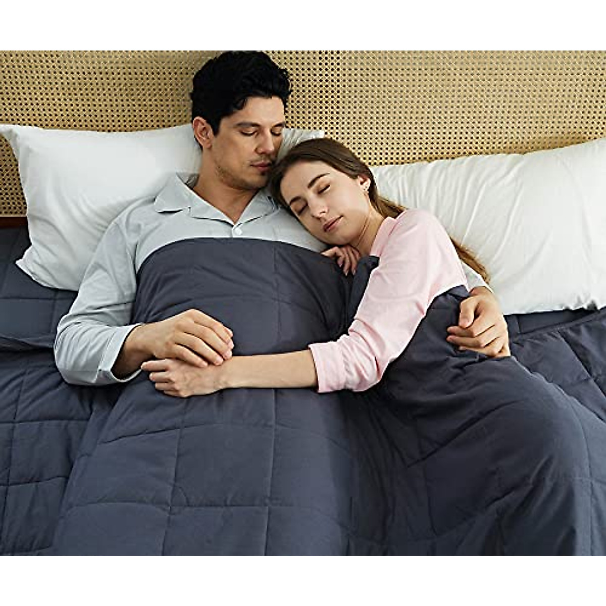 AN King Weighted Blanket (20 lbs, 80” x 87”) Perfect for Couples, King Size Heavy Blanket Breathable Cotton with Natural Glass Beads