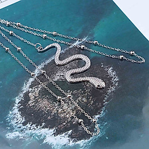 Yheakne Bohemia Layered Snake Leg Chain Silver Snake Thigh Chain Vintage Thigh Leg Chain Rave Bikini Thigh Body Chain Jewelry for Women and Girls (Silver)