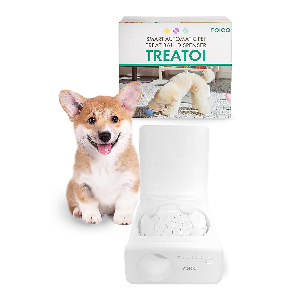 TREATOI Automatic Treat Dispenser for Dogs and Cats - Portable Snack-Dispensing Machine for Engaging Play & Controlled Feeding - Interactive Cat & Dog Food Dispenser - Durable Pet Ball Launcher