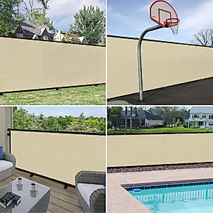 Windscreen4less Privacy Fence Screen Heavy Duty Windscreen Fencing Mesh Fabric Shade Net Cover with Brass Grommtes for Outdoor Wall Garden Yard Pool Deck, 6'x50' Beige
