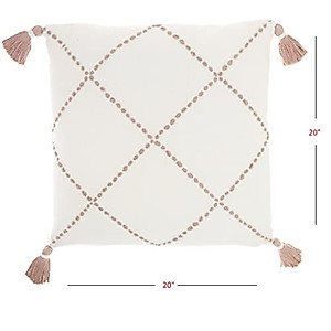 HomeRoots Boho Blush Pink Cotton Accent Throw Pillow
