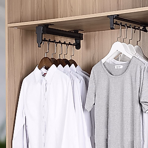 Heavy Duty Extendable Pull Out Closet Rod - Sliding Wardrobe Closet Rod for Increased Storage Space - Hanging Rod Ideal for Clothes, Towels and More - Neat Closet Storage (10.2 inch)