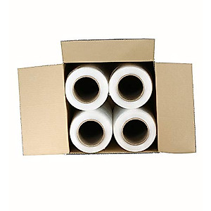 PackageZoom 4 Rolls 15" x 1500 Ft Stretch Wrap Heavy Duty, 55 Gauge High Performance Stretch Film Replaces 80 Gauge Low Films, Clear Hand Stretch Wrap