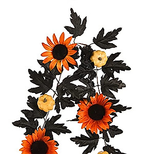 YHNJI 5.9ft Fall Maple Leaves Garland, Fall Garland, Artificial Sunflower Pumpkin Maple Leaf Vines for Thanksgiving Dinner Fireplace Door Frame Doorway Backdrop Decor