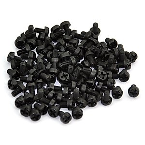Electronics-Salon 100pcs M3 x 5mm Nylon Machine Screw, Black, Combination Phillips-Slotted Drive, Pan Head, Metric