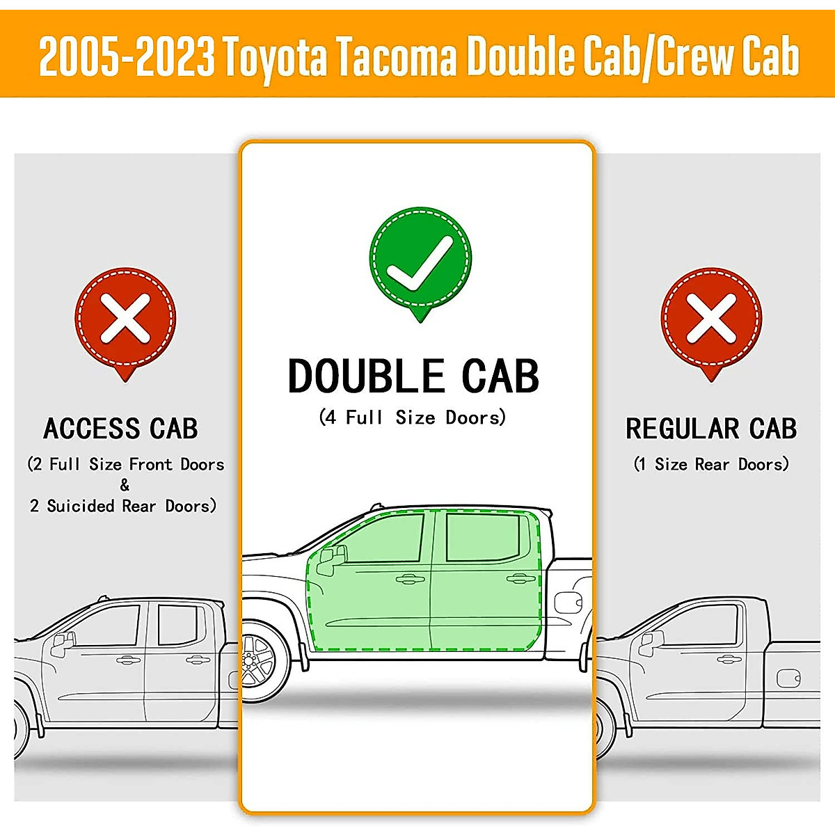 OTHOWE Running Boards Compatible with 2005-2023 ToyotaTacoma Double Cab/Crew Cab with 4 Full-Size Doors (Driver and Passenger Side), Tacoma Step Bars Drop Step Style, 3 Inches.