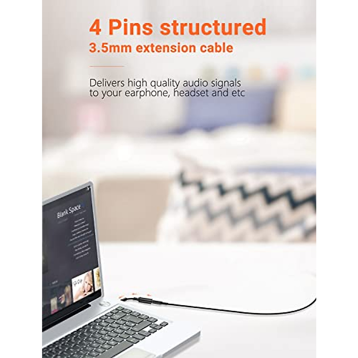 WILLIZTER 3 Pack 3.5mm Headphone Extension Cable TRRS AUX 4 Pole Extender Stereo Adapter Convertor Laptop Headset Phone 3.88 inch