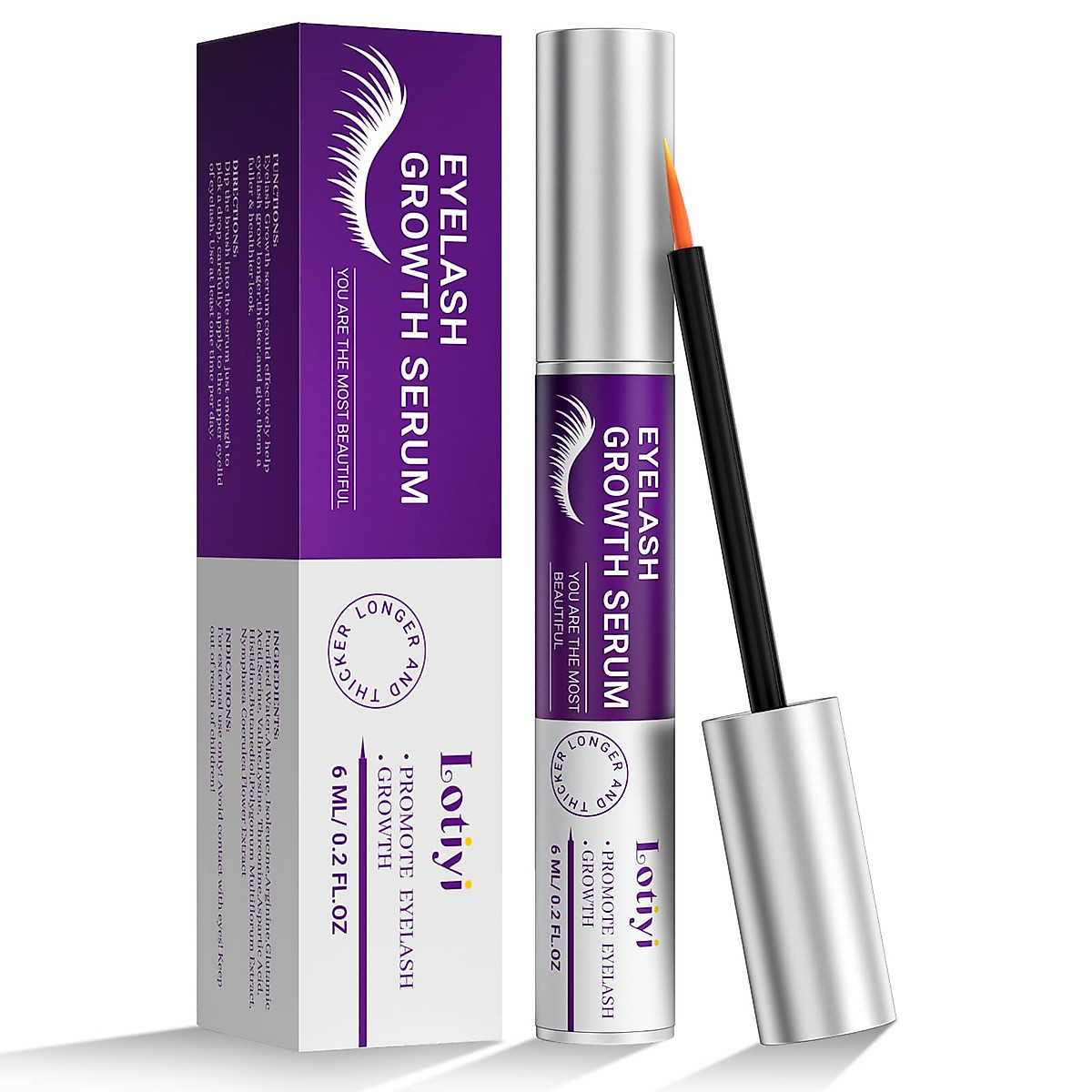 LOTIYI Lash Serum - 6ml Eyelash Growth Serum for Natural Lashes & Extensions & Eyebrows, Thicker, Fuller & Longer Looking Eyelashes Lash Enhancing Serum, Vegan & Cruelty-Free