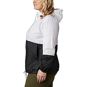 Columbia Women's Flash Forward Windbreaker, Water & Stain Resistant Outerwear, White/black, X-Large