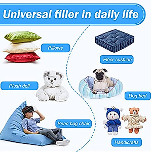COYMOS Bean Bag Filler 10lbs Pillow Stuffing for Couch Pillows, Soft Shredded Memory Foam Polyfill Stuffing for Stuffed Animals, Bag Chair, Dog Bed, White