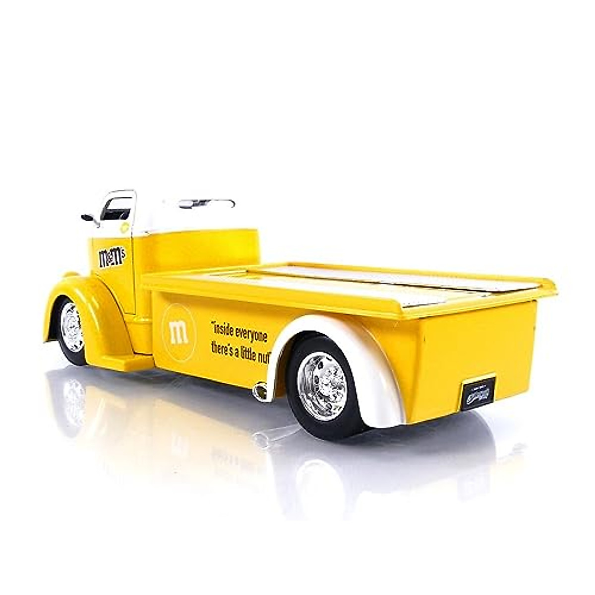 M&M's 1:24 1947 Ford COE Flatbed Die-cast Car & 2.75" Yellow Figure, Toys for Kids and Adults
