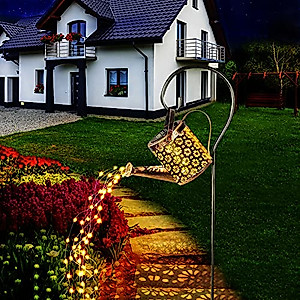 Ledeak Solar Watering Can with Lights, Creative Garden Shower Light with Hook, Hanging Solar Lantern Outdoor Metal Waterproof Garden Art Light Decor for Table Pathway Walkway Patio Lawn Home Yard