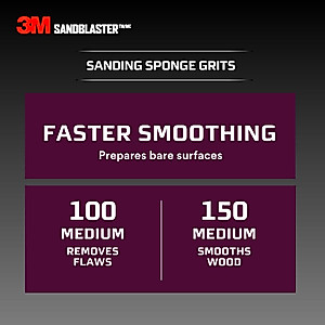 3M 9560 Dual Angled Sanding Sponge, 100 Grit, Gold