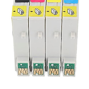 Hilitand 4PCS Ink Cartridge Smoothly Ink Output Large Capacity 4 Colors BK C M Y Cartridge Combo Pack for Printer Accessories (T0461/T0472/T0473/T0474)