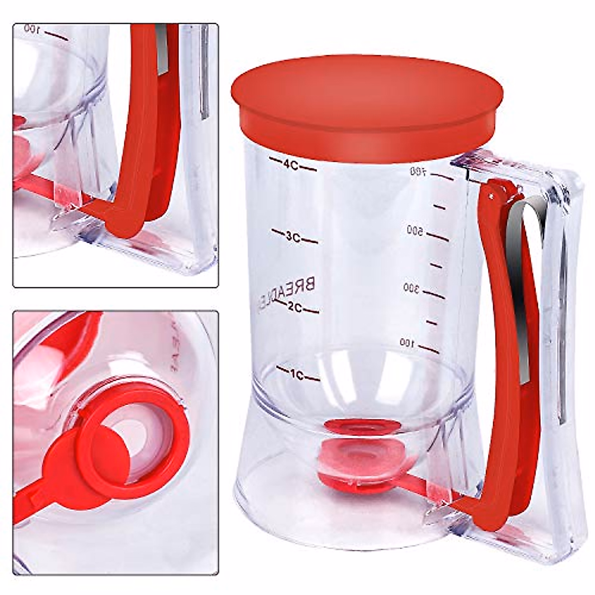 BBSTARZ Batter separator Cupcakes Pancakes Cookie Cake Waffles Batter Dispenser cookie separator batter Cream Speratator Cup Measuring Baking Tools (Red)