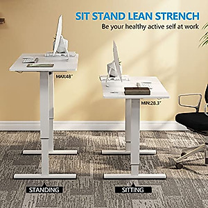 soges Electric Standing Desk Height Adjustable Computer Desk Sit Stand Desk Home Office Desks White Standing Desk, 55 Inch Large Standing Desk, White