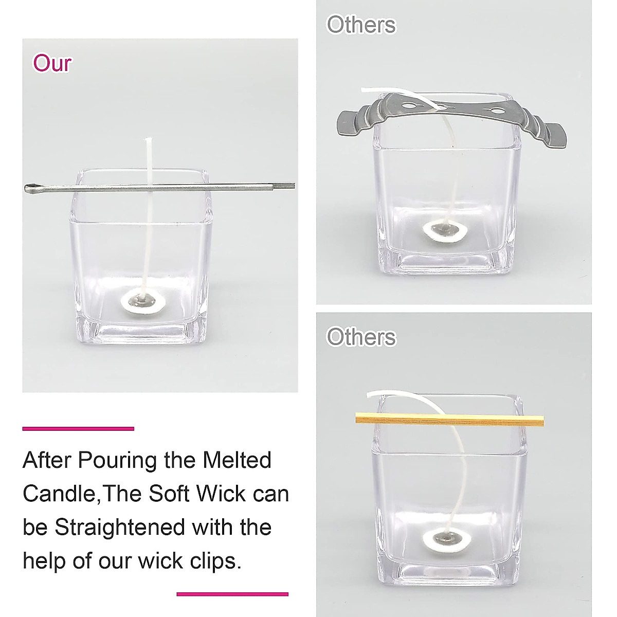 Candel Wick Holders, 4.7 Inch Wick Holders for Candle Making, 25 Pcs Metal Wick Centering Tool