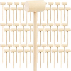 DEAYOU 60 PCS Mini Wooden Hammers Mallets, Crab Mallet Wood Hammer for Chocolate, Breakable Hearts, Small Multi-Purpose Hardwood Cracking Tool Beating Gavel for Lobster, Seafood, Shellfish, Crafts