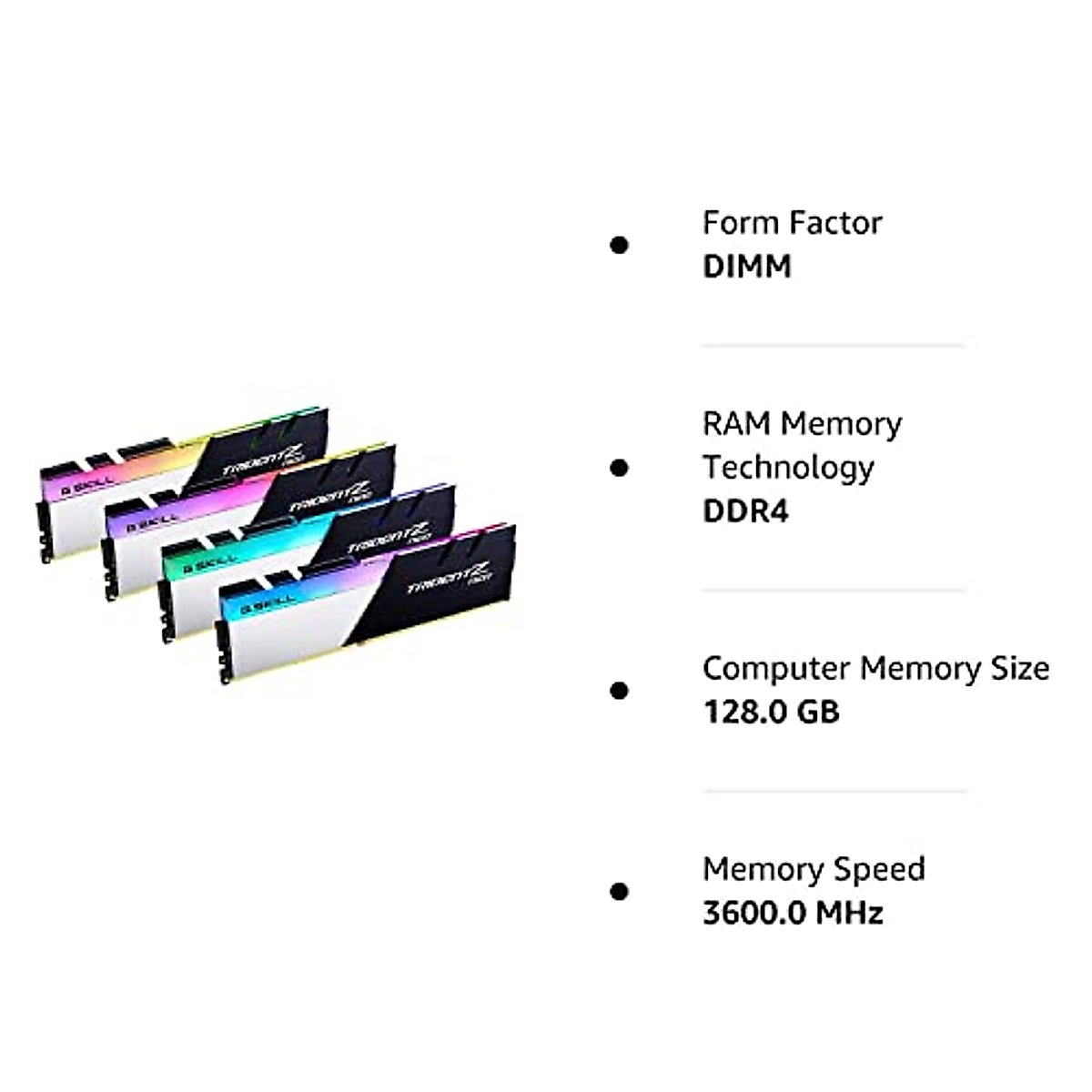 G.SKILL Trident Z Neo Series (Intel XMP) DDR4 RAM 128GB (4x32GB) 3600MT/s CL18-22-22-42 1.35V Desktop Computer Memory UDIMM (F4-3600C18Q-128GTZN)