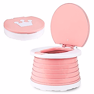 Children's Folding Toilet Portable Folding Toilet Seat Boys & Girls Foldable Potty Chair Seat Toddler Potty Training Seat (Pink)