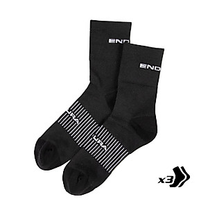 Endura Men's Coolmax Race Cycling Sock (Triple Pack) Black, S/M