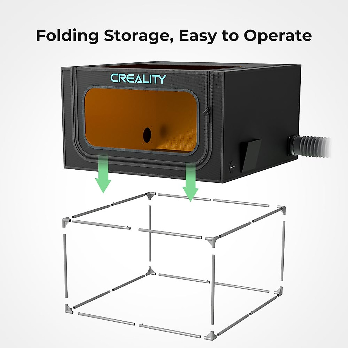 Creality Laser Engraver Enclosure V2.0 Fireproof and Dustproof Protective Cover 720x720x400mm, Exhaust Fan 4000RPM and Pipe, Fits for Most Laser Cutter, Against Smoke Odor and Noise Eye Protection