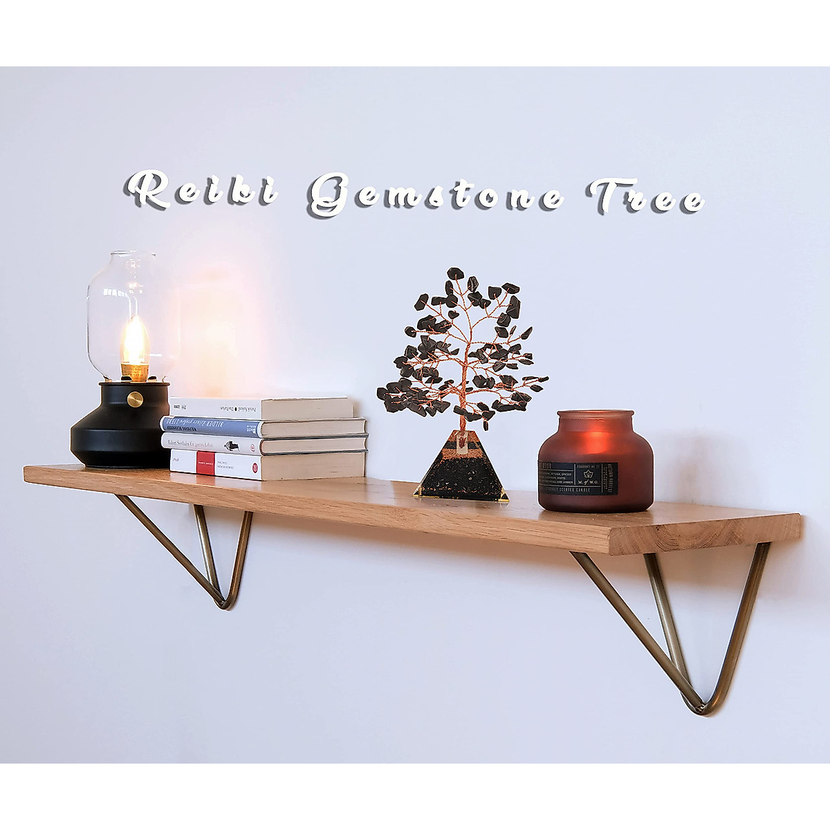 FASHIONZAADI Chakra Tree Reiki Healing Orgone Pyramid Base Bonsai Trees Good Luck Statue Crystal Feng Shui Decor Figurine Vastu Correction Reikis Stones (Black Tourmaline)