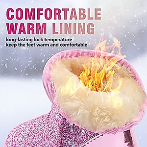 Elcssuy Girls Glitter Snow Boots Toddler/Little Girls Warm Winter Sequin Comfy Cute Sparkle Boots Pink 13 Little Kid