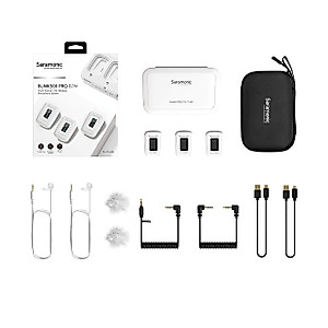 Saramonic Snow White Advanced 2.4 GHz 2-Person Wireless Clip-On Microphone System with Lavaliers for Cameras, Mobile Devices and More (Blink 500 Pro B2 Snow White) (BLINK500PROB2W)