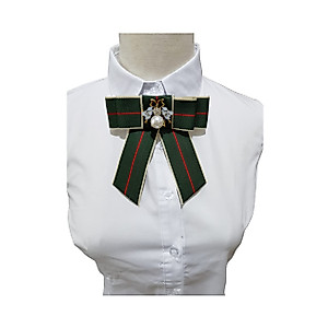 Vpang Crystal Bee Bow Brooch Pre-Tied Neck Tie Brooch Pin Striped Bow Tie for Women Wedding Party Bow Tie (Green)