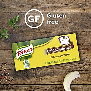 Knorr Bouillon Cubes Beef Flavor Bouillon/Caldo de Res Pack of 24, 8 Ct For Sauces, Soups and Stews Naturally Flavored 3.1 oz