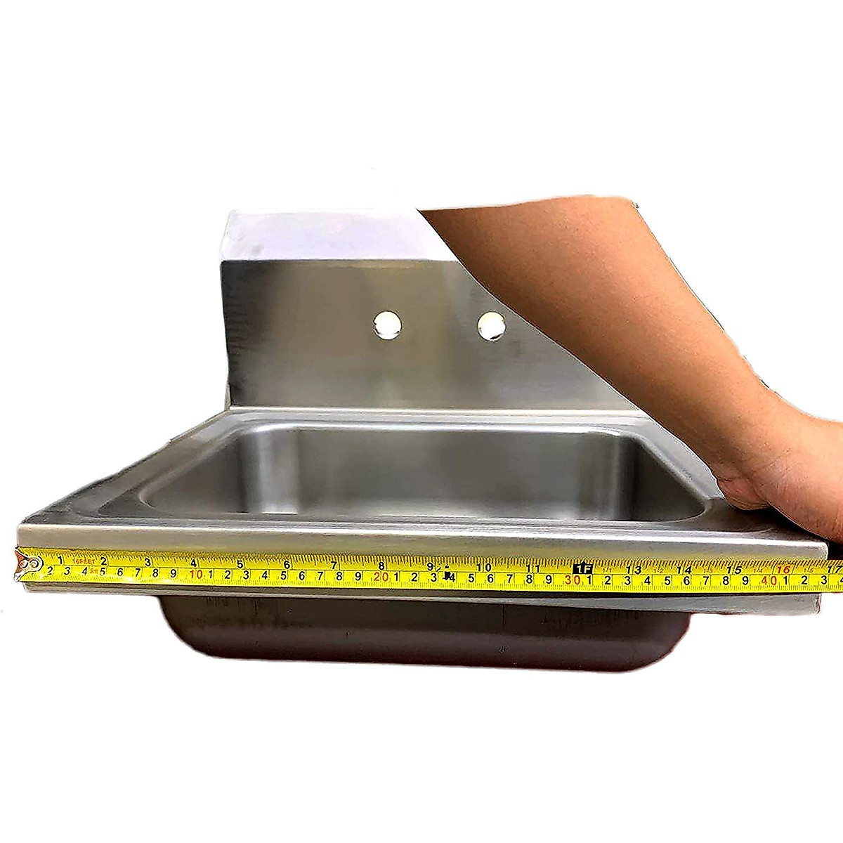 17"L x 16"W Stainless Steel Commercial Wall Mounted Hand Sink with Gooseneck Faucet for Restaurant, Bar, Cafe, Salon & Spa, Home - 16 Gauge (NSF Listed)