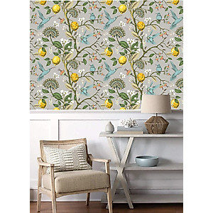 Blooming Wall Blue Bird Fresh Lemon Tree Peel and Stick Wallpaper Removable Self Adhesive Wall Mural Wall Décor