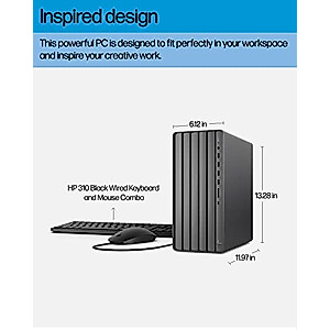HP ENVY Desktop Computer, Intel Core i7-10700, 16 GB RAM, 1 TB Hard Drive & 512 GB SSD Storage, Windows 10 Pro (TE01-1254, 2020 Model)