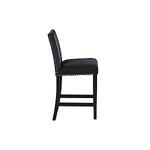 GLORHOME 4 5-Piece Counter Height Set with One Faux Marble Dining Table and Four Upholstered-Seat Chairs for Kitchen, Black