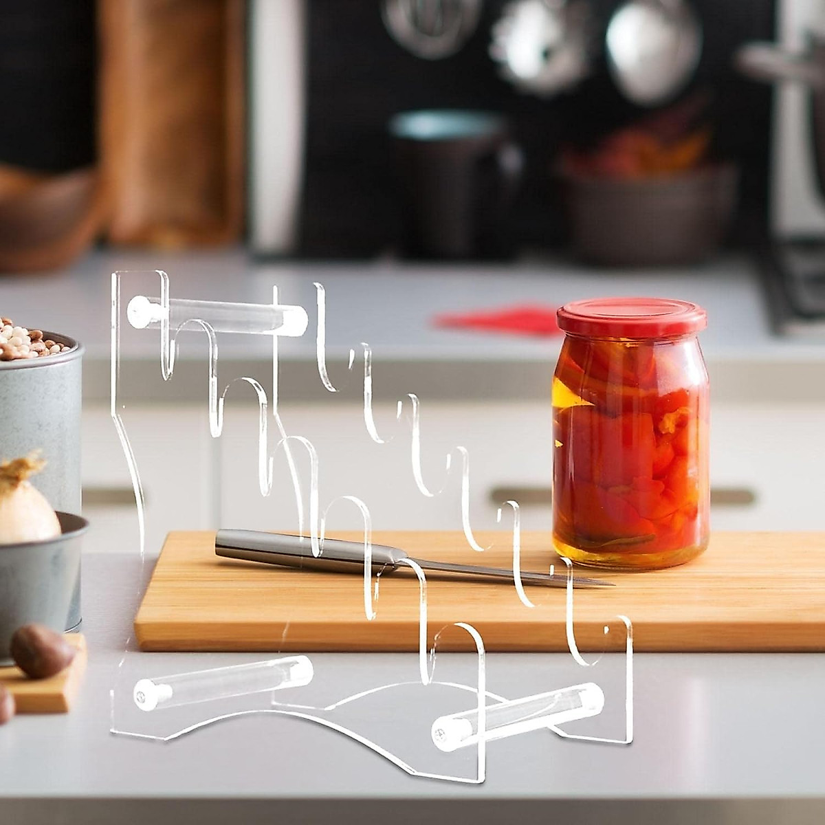 WANLIAN Knife Display Stand,Knife Holder Holds 6 knife,Acrylic Tabletop Knife Rack for Display Survival, Outdoor, EDC Mini Knife,dagger (6 layer stand, Transparent)