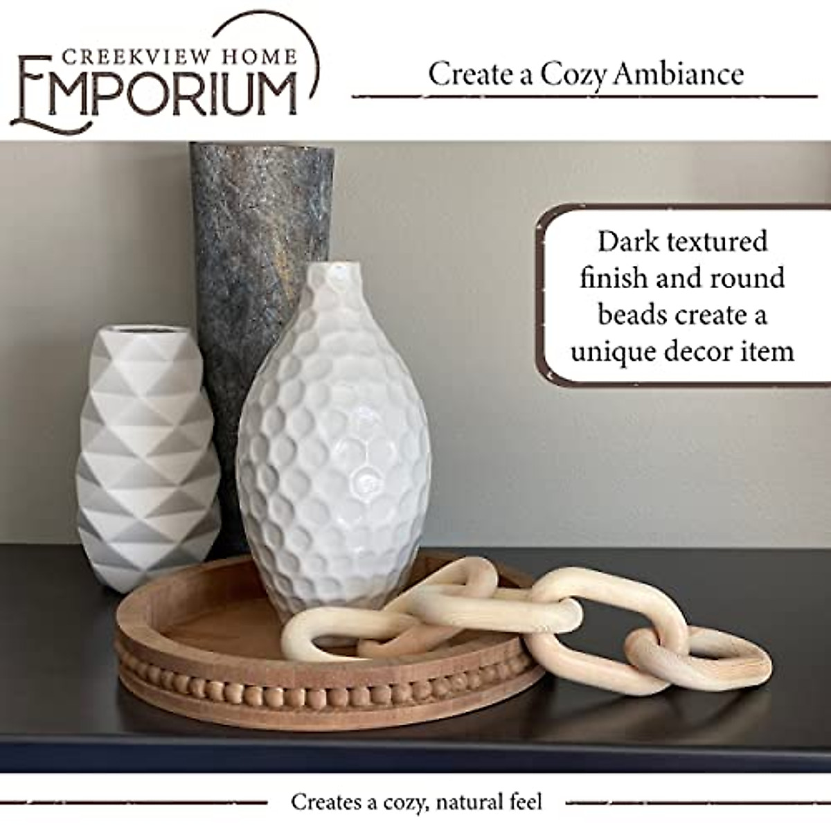 Creekview Home Emporium Rustic Wood Tray Centerpiece Tray - 16in Large Decorative Round Wooden Tray for Decor or Serving