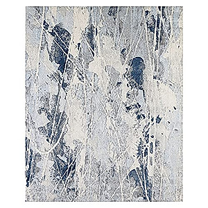 Edenbrook Area Rugs for Living Room - Navy and Cream Distressed Area Rug -Low Pile for High Traffic Areas, 5x8