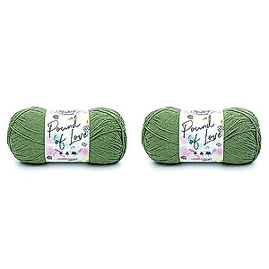 Lion Brand Yarn Pound of Love, Value Yarn, Large Yarn for Knitting and Crocheting, Craft Yarn, Olive (Pack of 2)